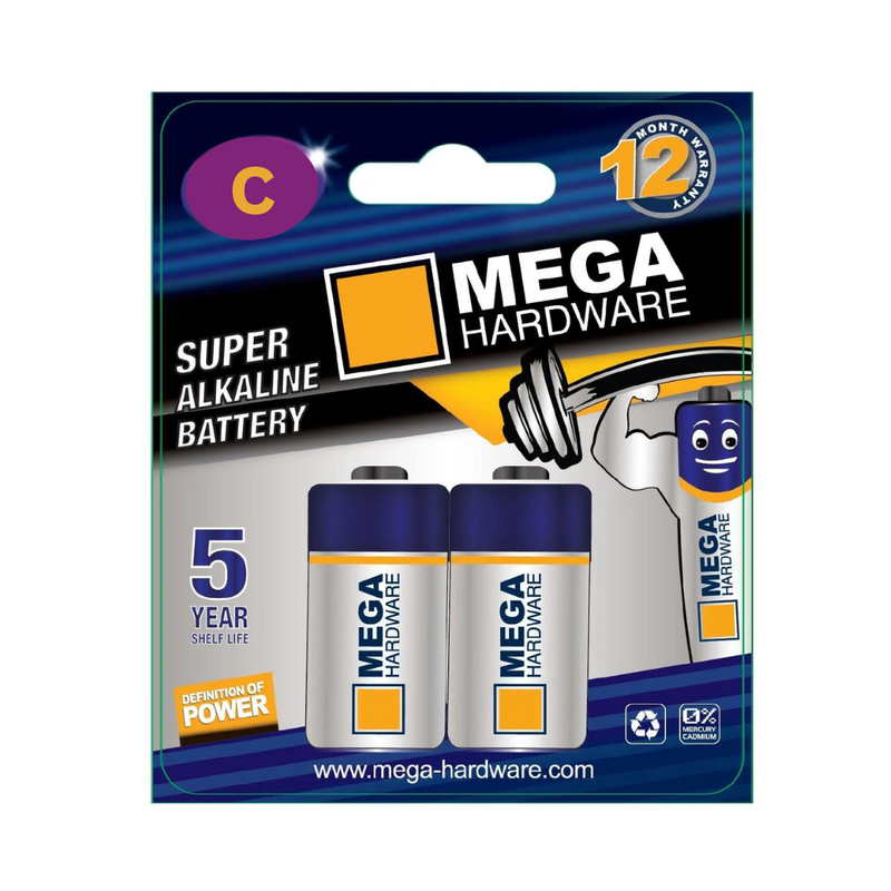 MEGA C2 SUPER ALKALINE BATTERY_2PCS – Mega Hardware